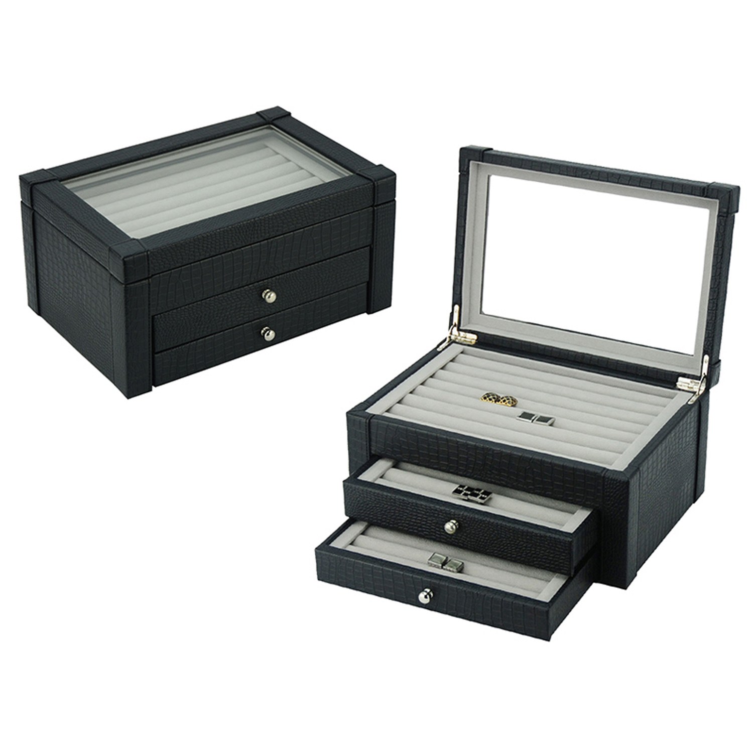 Black 108 Pair Cufflink Case: Cufflinks Depot